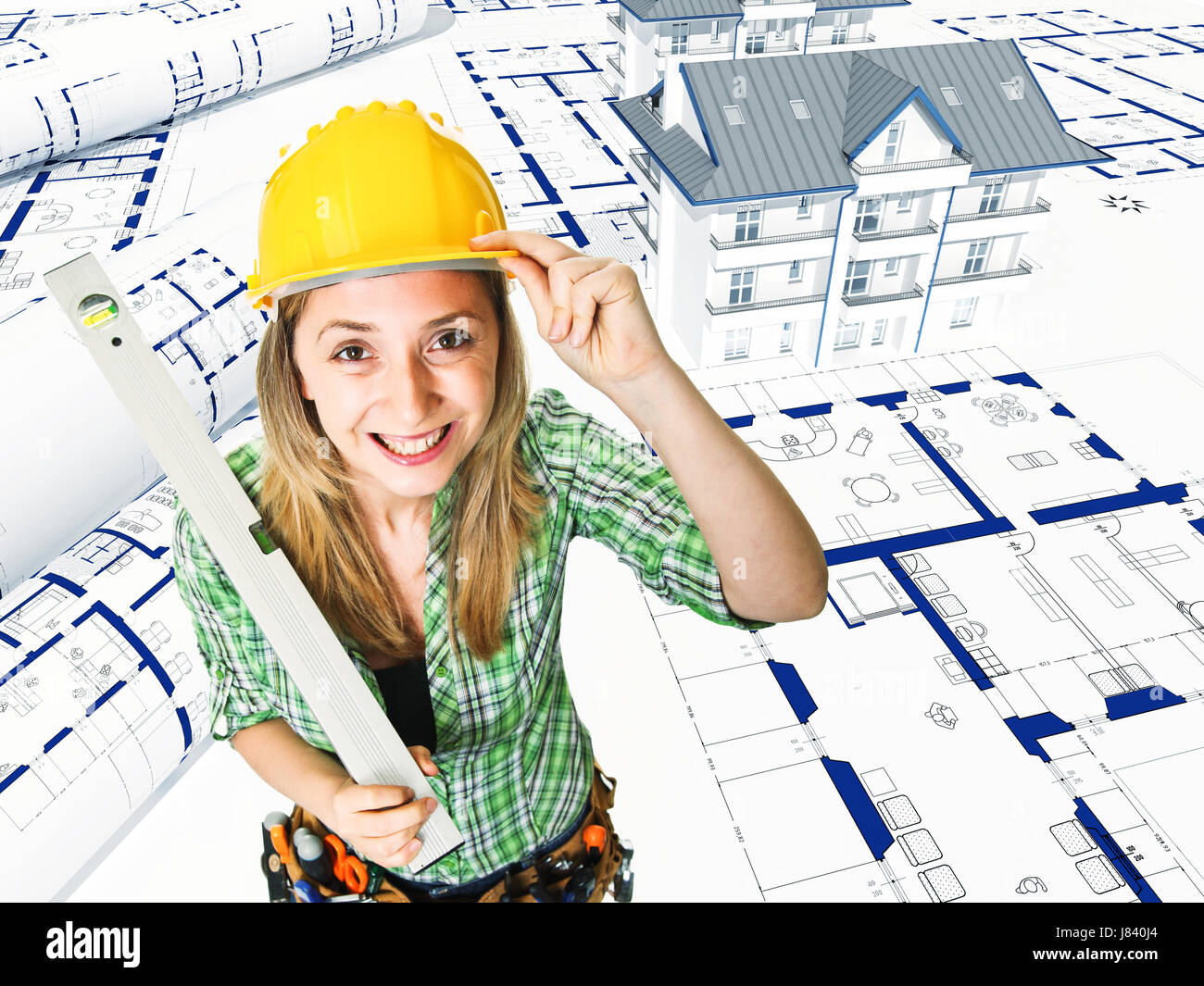 woman house building laugh laughs laughing twit giggle smile smiling ...