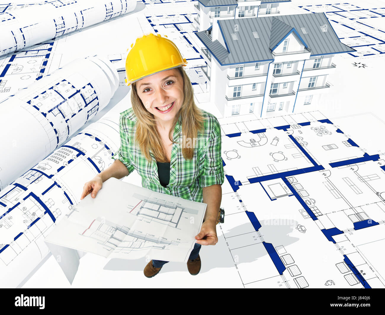 woman house building laugh laughs laughing twit giggle smile smiling ...