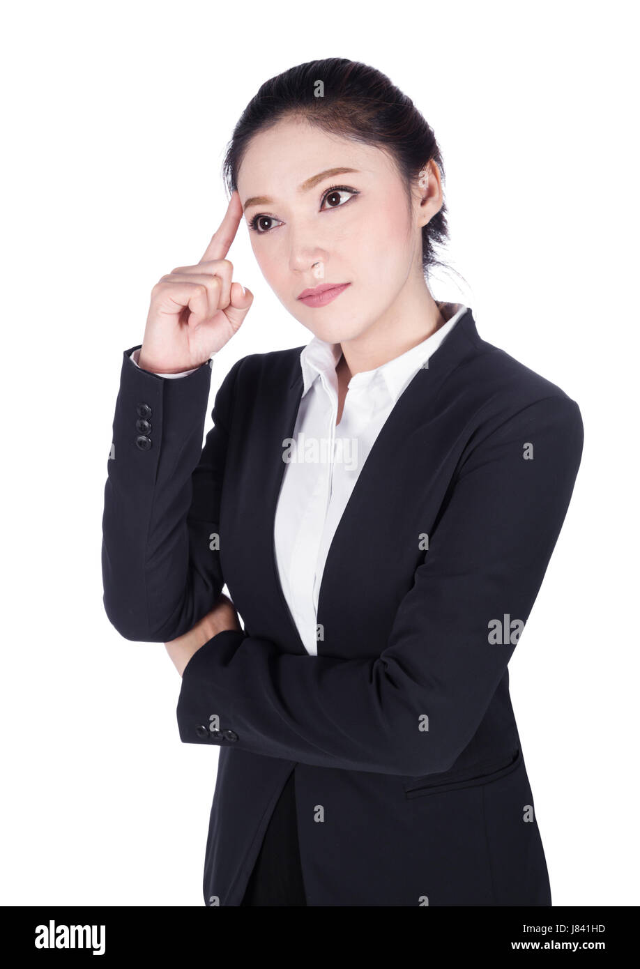 portrait business woman thinking isolated on white background Stock ...