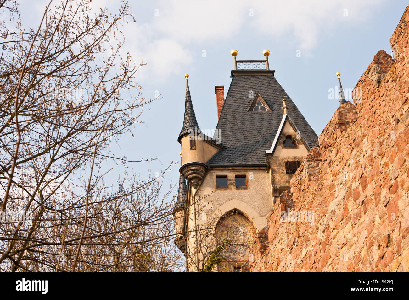 wall saxony castle wall chateau castle blue house building wall saxony ...