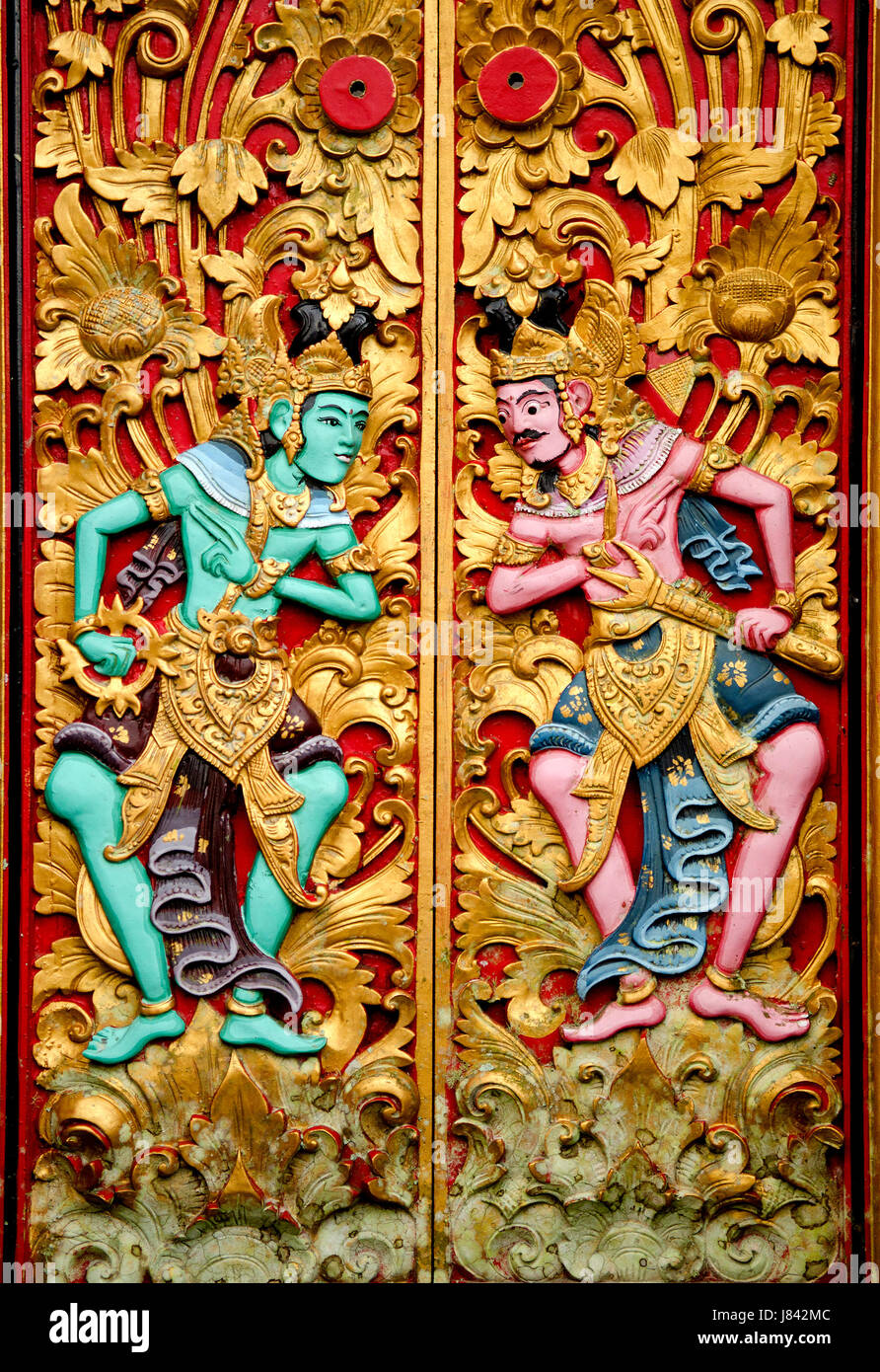 religious temple art wood asia bali indonesia traditional decoration ...