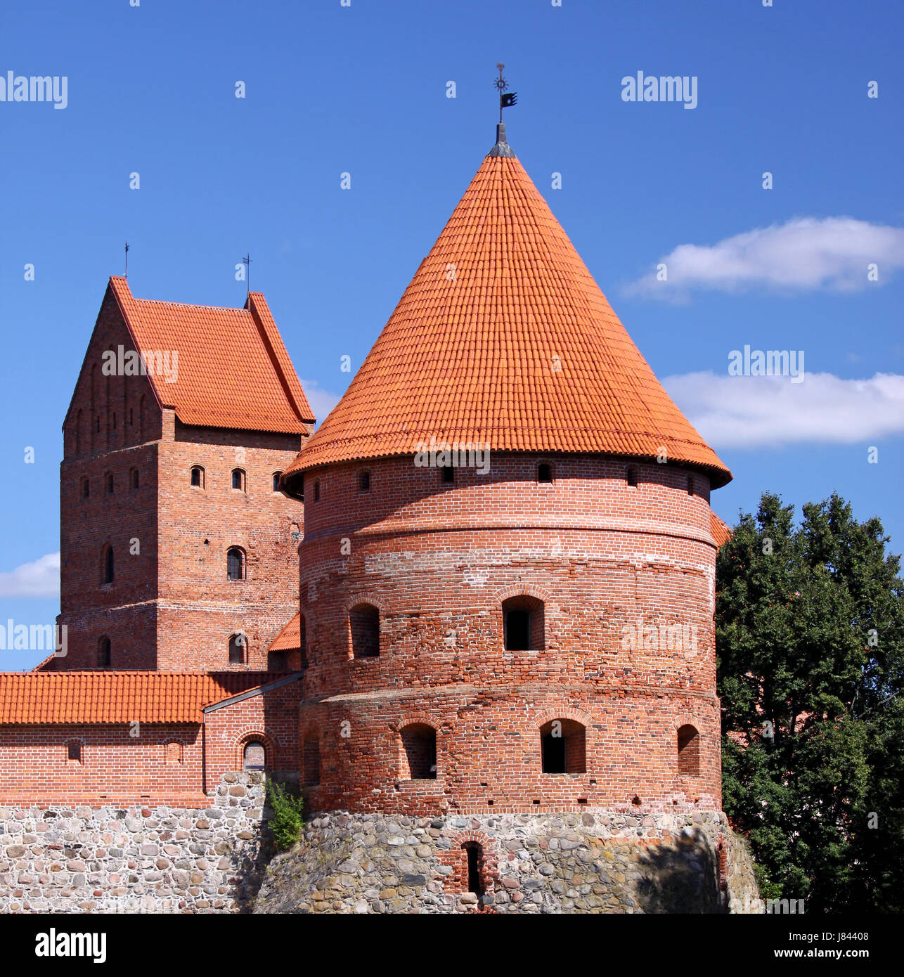 tower brick fortification medieval castle old ancient chateau blue ...