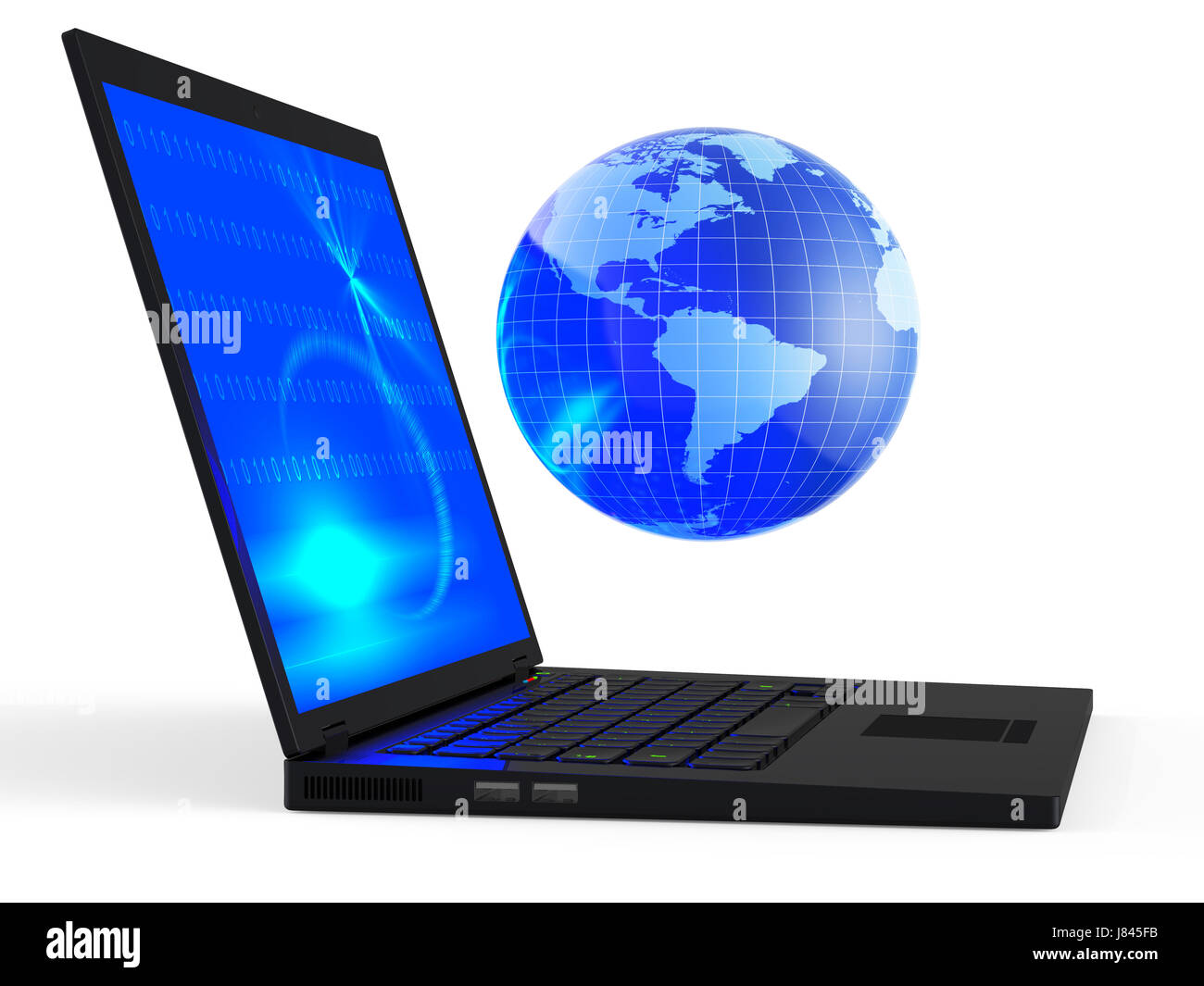 laptop notebook computers computer illuminated technology globe planet ...