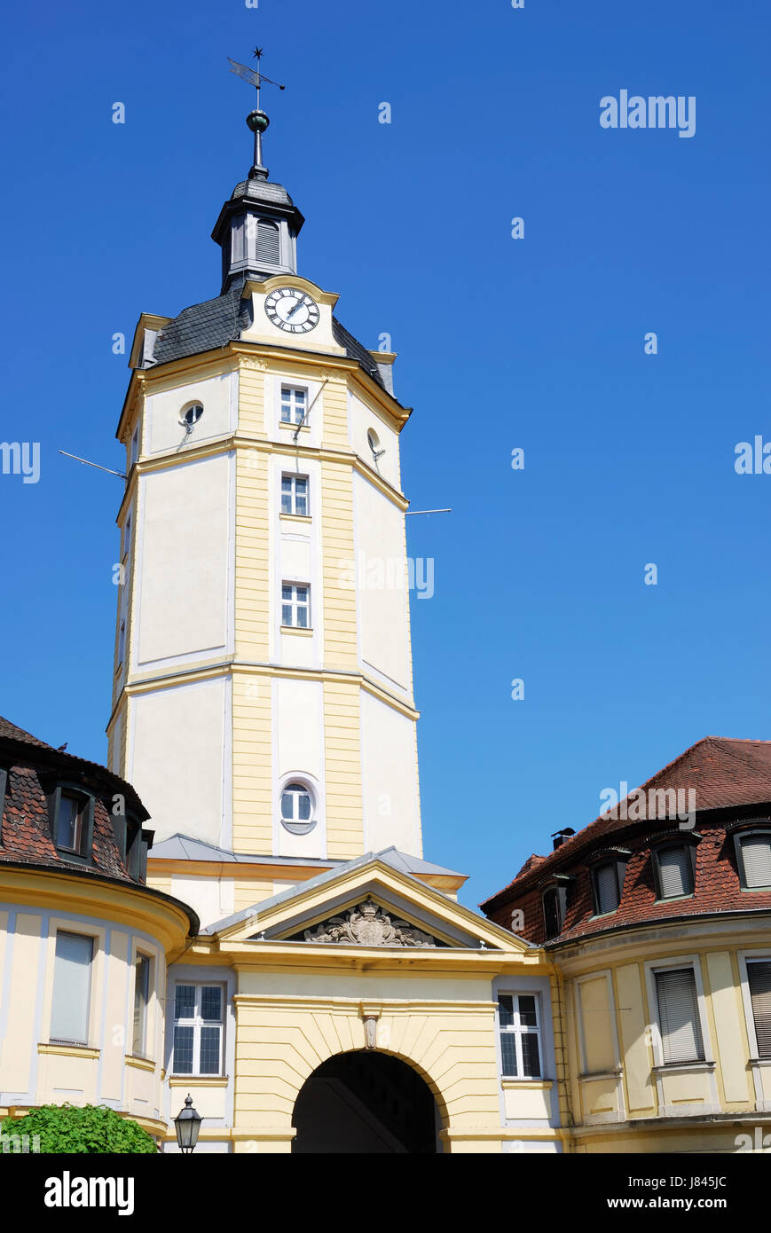 blue tower city town bavaria germany german federal republic style of ...