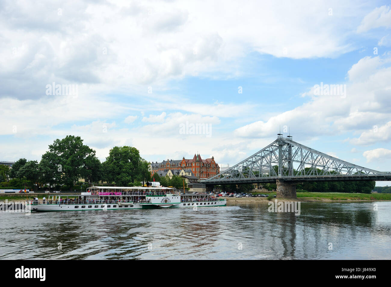 bridge Dresden steamer elbe damper river water bridge navigation ...