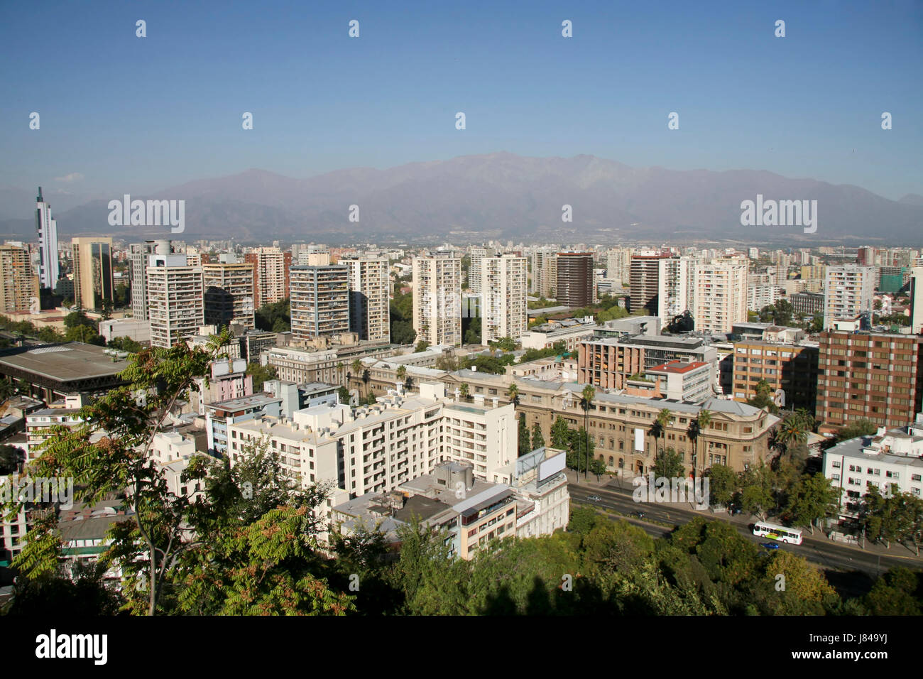 capital chile skyline chilean city town hill america south chile sight ...