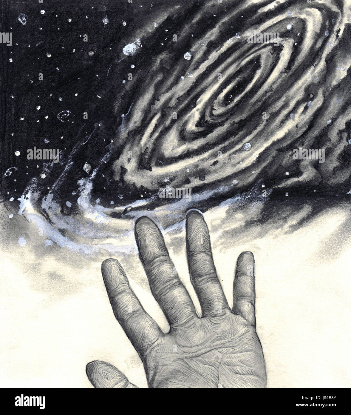 hand space universe galaxy palm stars asterisks fingers fingerprint ...