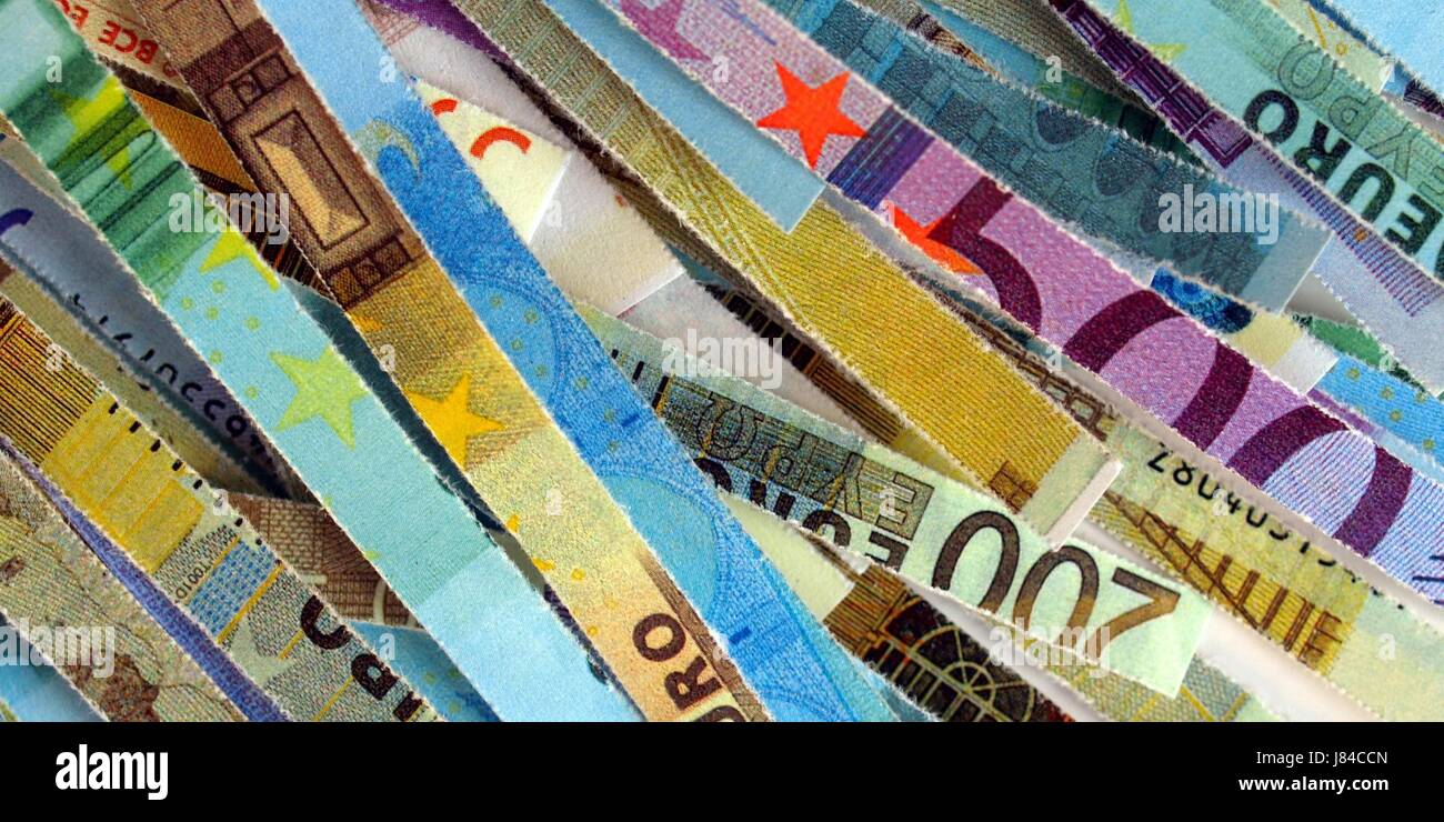 note memo euro cut banknotes shredder burn sheet of paper paper money ...