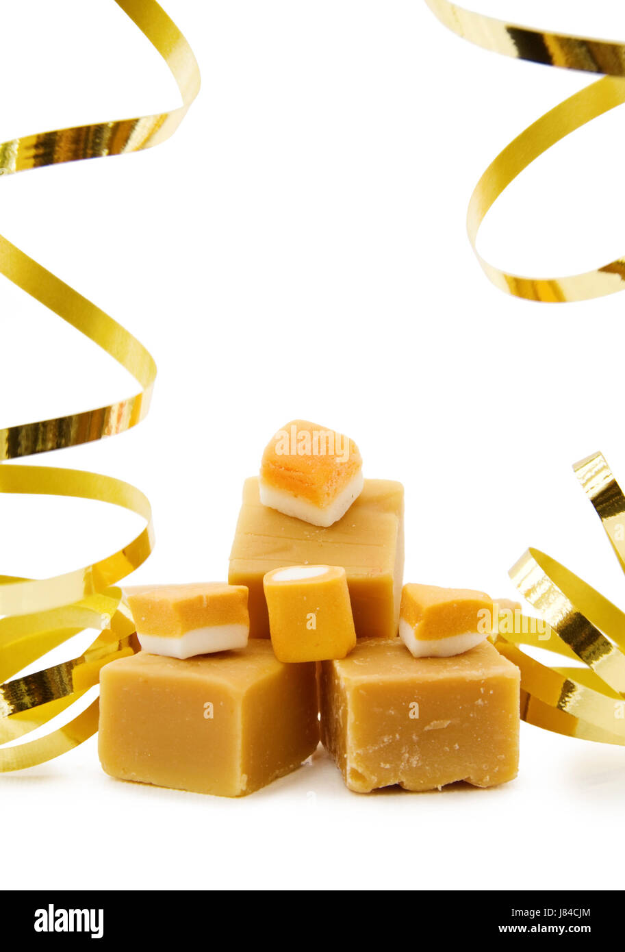 sweets candy blocks caramel food aliment sweets isolated golden flavour ...