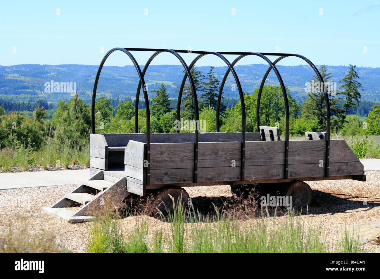 wood carriage wagon seating landscape scenery countryside nature ...