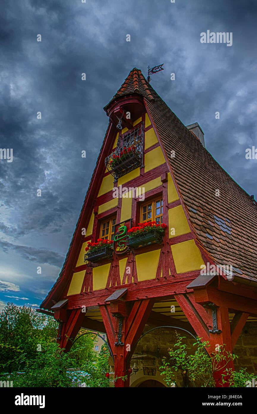 Picture of a building in the ancient town of Rothenburg ob der Tauber ...