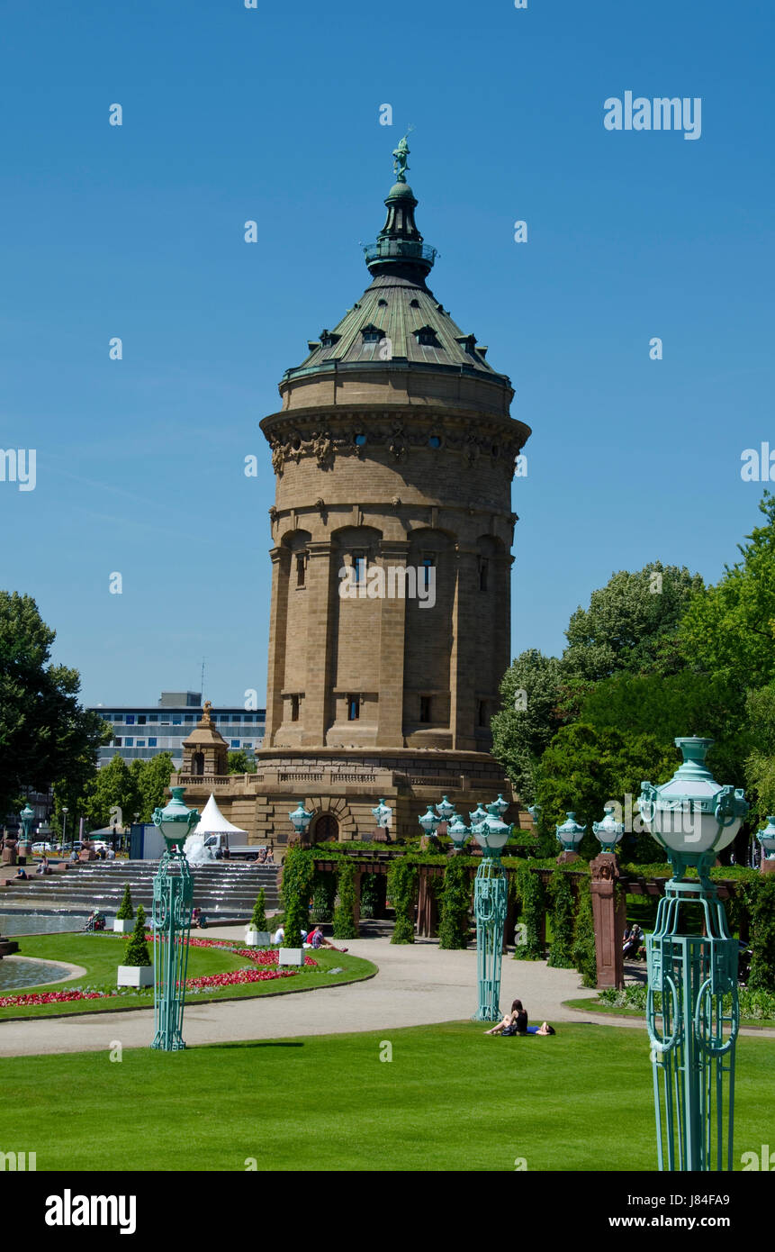 water tower germany german federal republic tower tree trees park ...