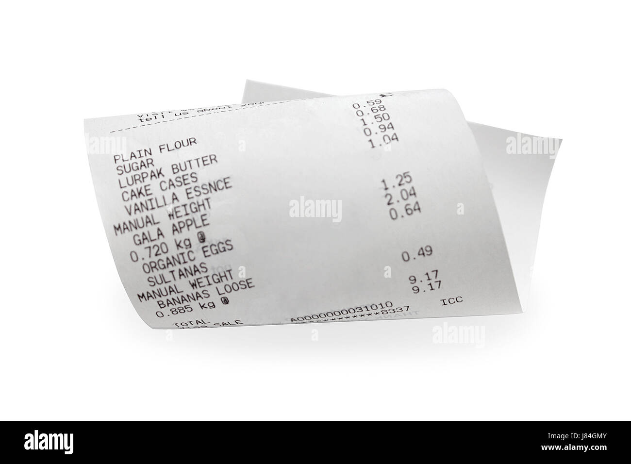 Supermarket till receipt Cut Out Stock Images & Pictures - Alamy