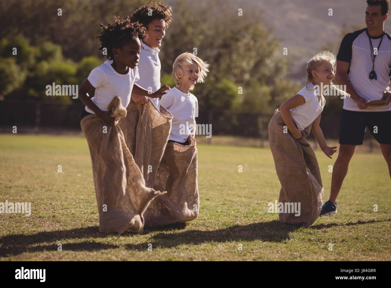 Sack race sports day hi-res stock photography and images - Alamy