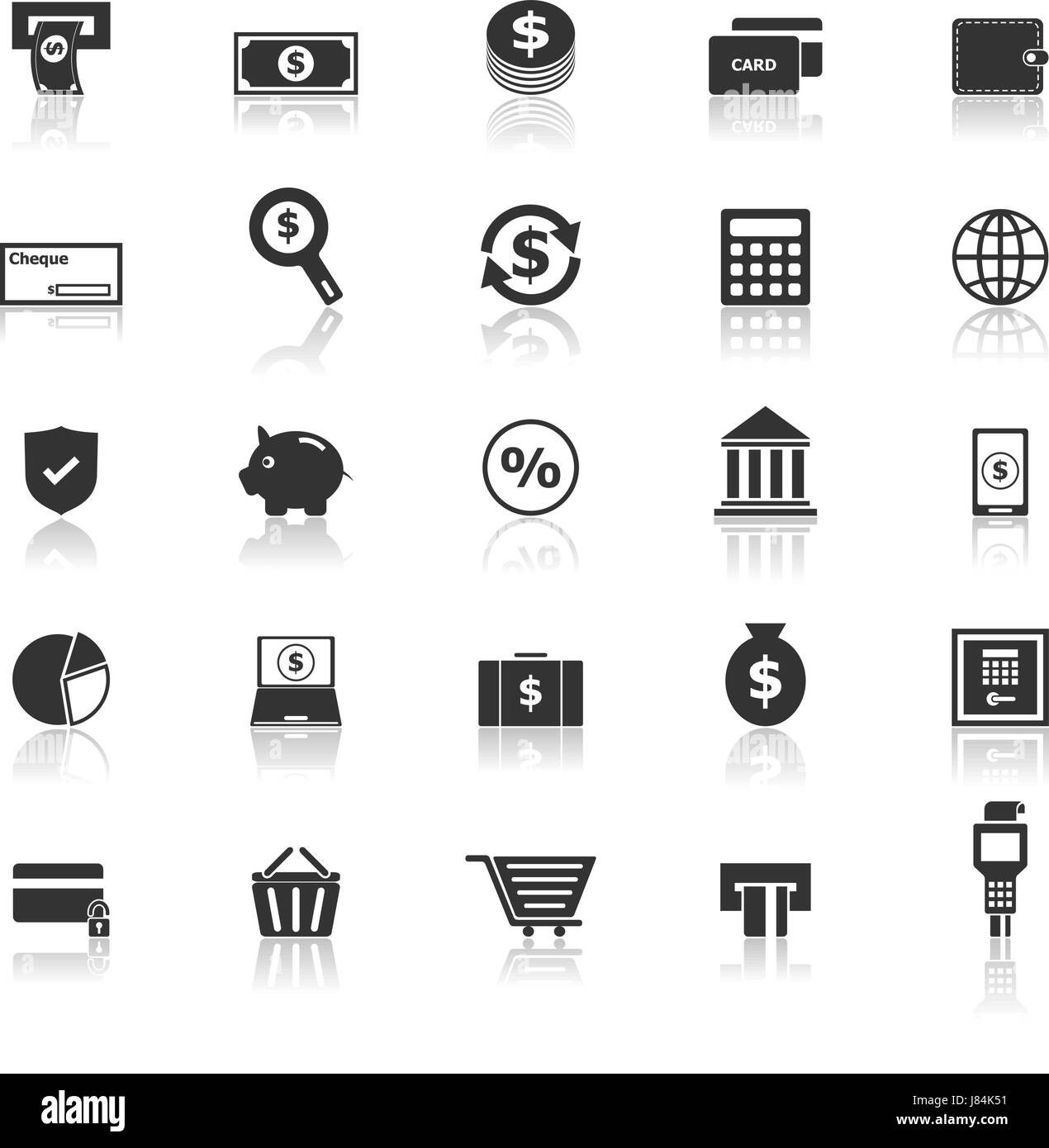 Payment icons with reflect on white background, stock vector Stock ...