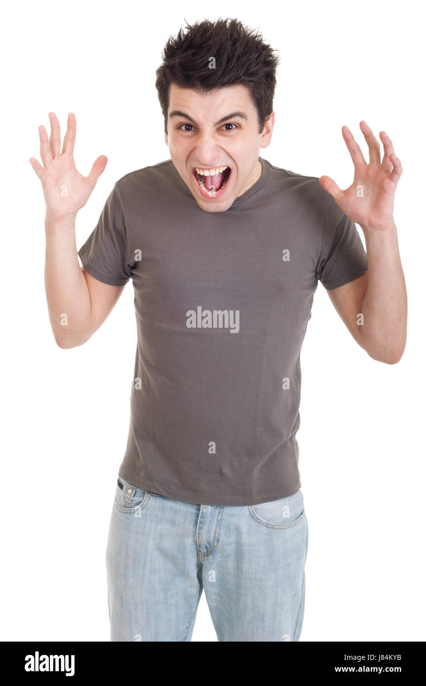 male masculine person rage anger resentment annoy expression raving ...