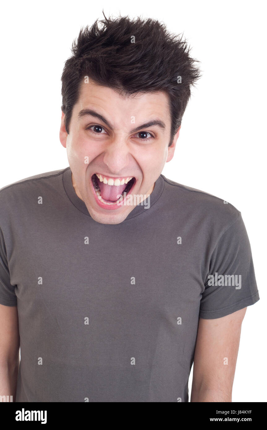male masculine person rage anger resentment annoy expression raving ...