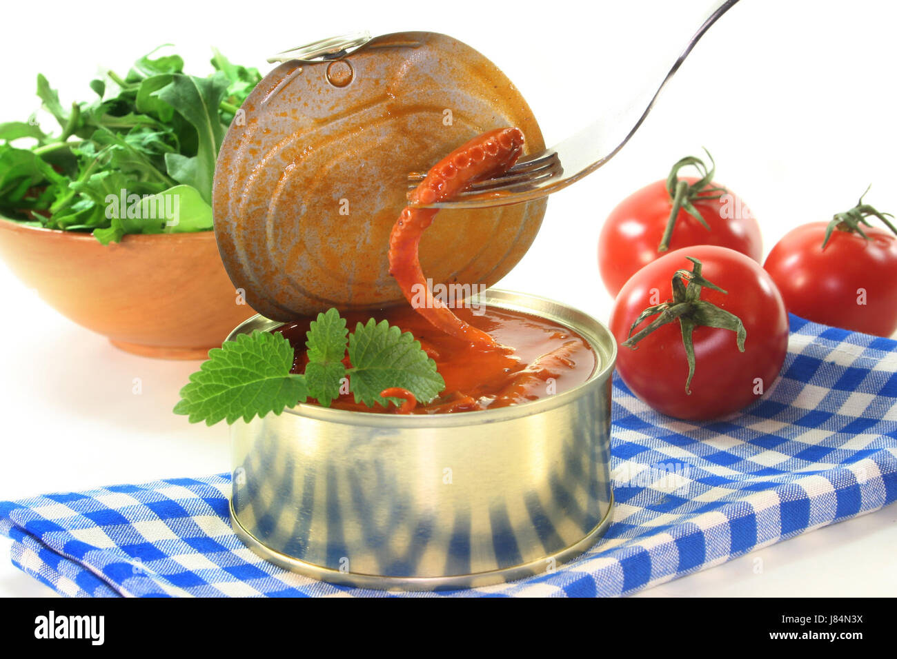 tin seafood octopus conserve lemon balm doze canister salad restaurant ...