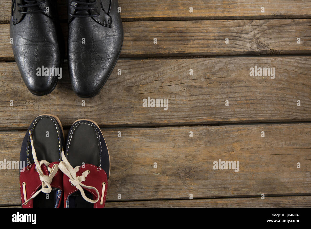 Overhead view of shoes on floor Stock Photo - Alamy