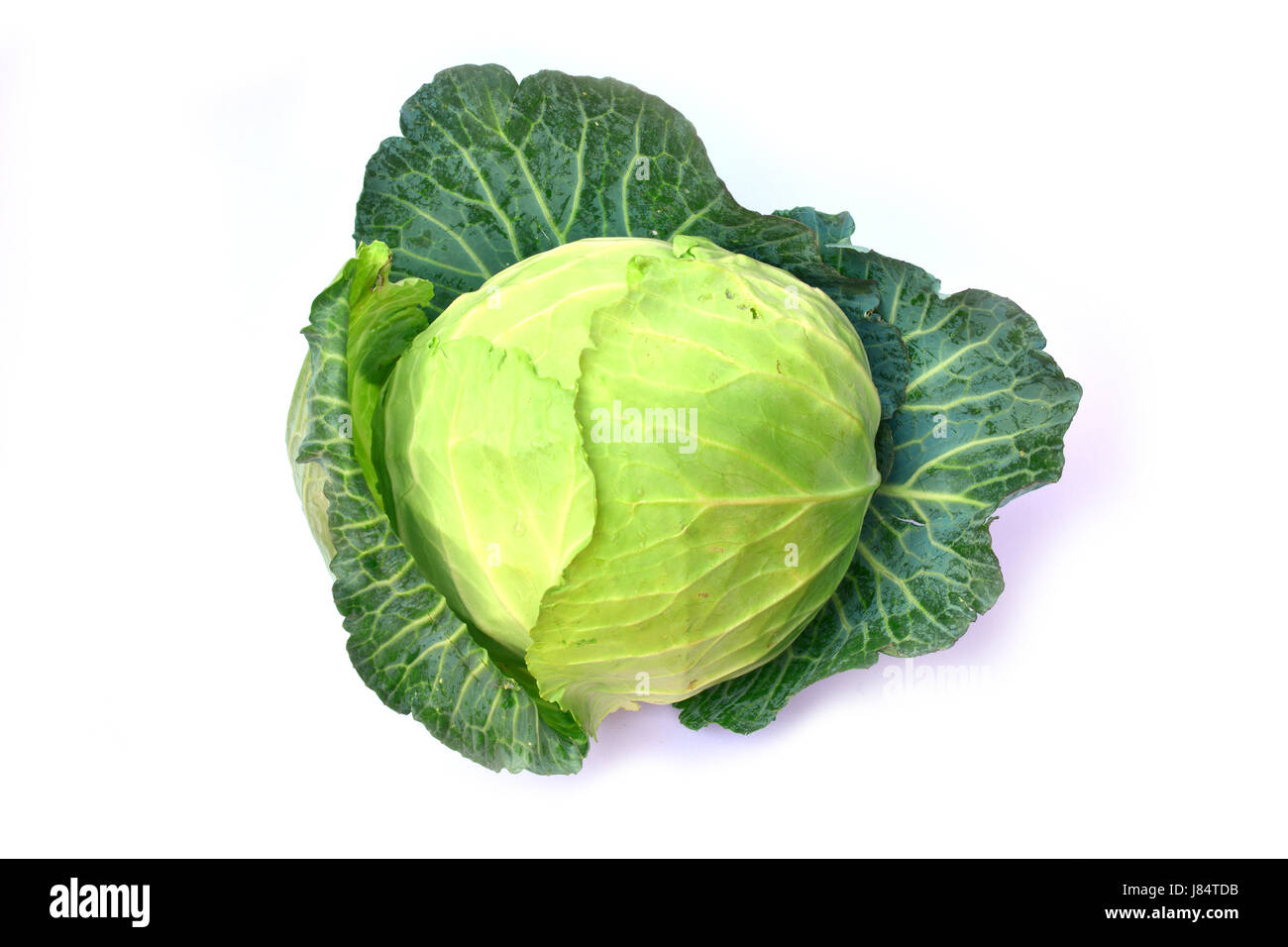 Fresh green cabbage isolated on white background Stock Photo - Alamy