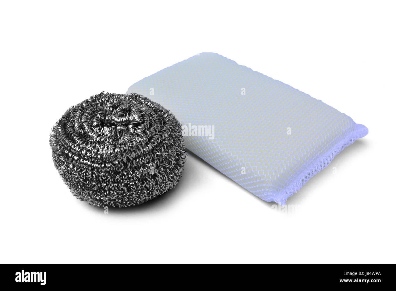 Steel wire wool scrub and scrub pad isolated on white background Stock ...