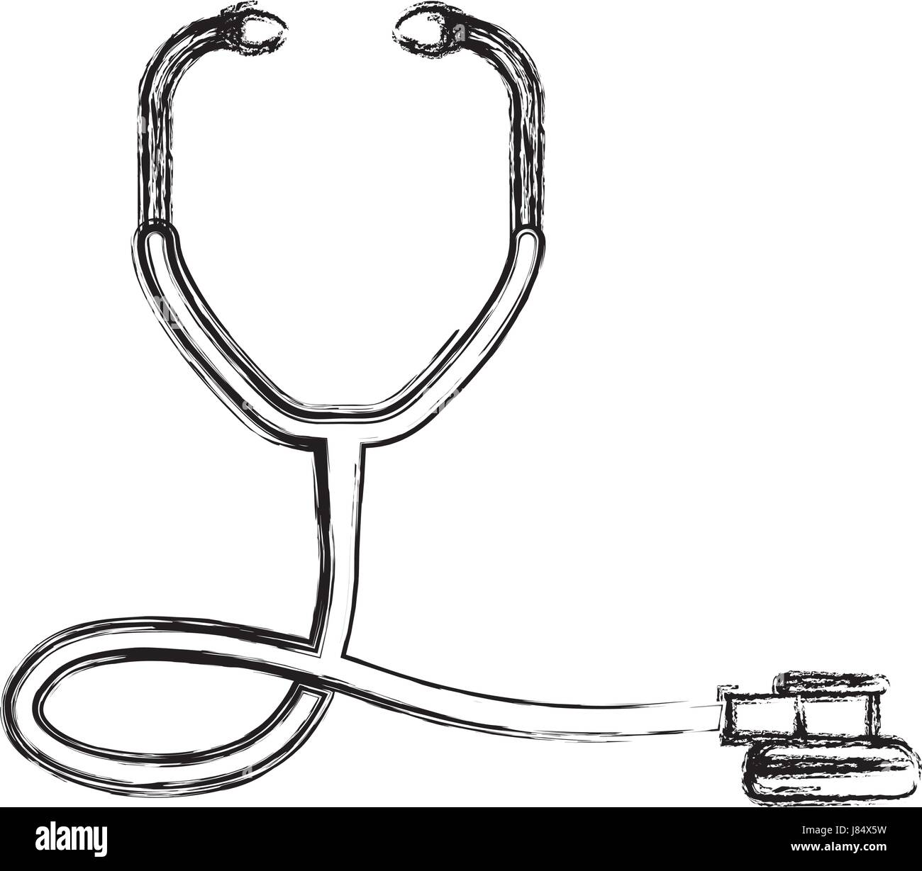 figure medical stethoscope to check cardiac heartbeat Stock Vector ...