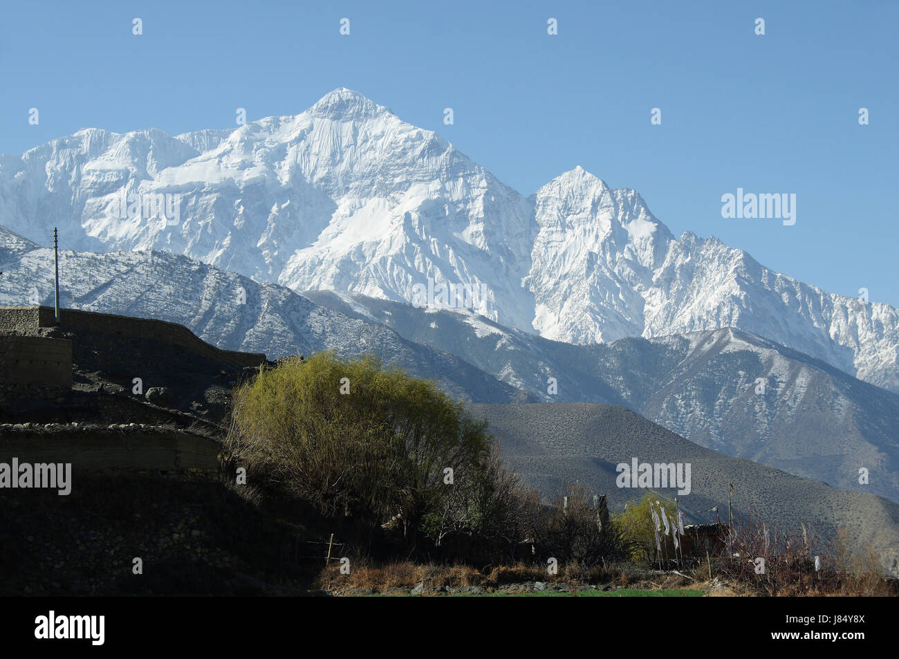 asia nepal mustang himalayas blue house building travel religion ...