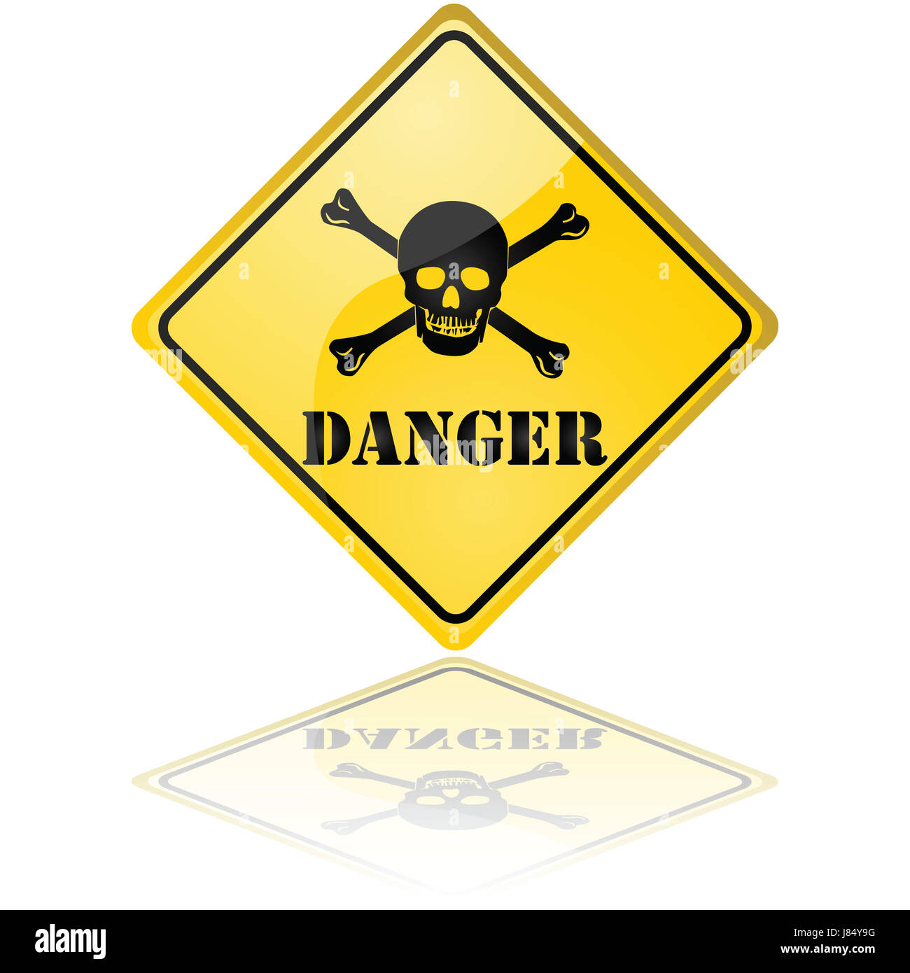 Skull danger traffic sign reflection hi-res stock photography and ...