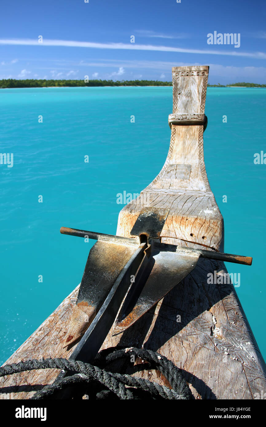 the South Seas turquoise lagoon salt water sea ocean water rowing boat ...