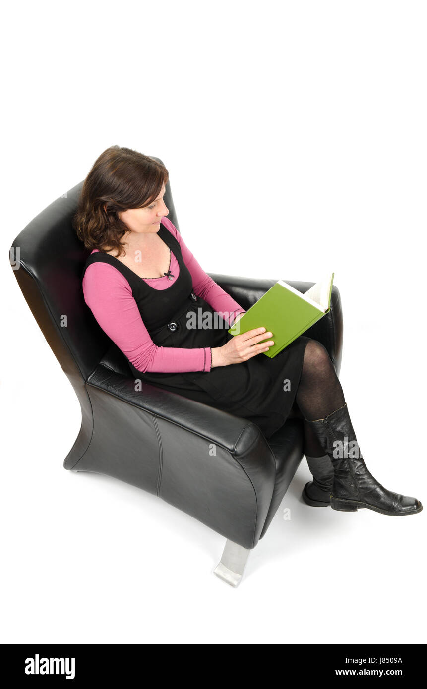 woman armchair education put sitting sit facilitate ease resting relax ...