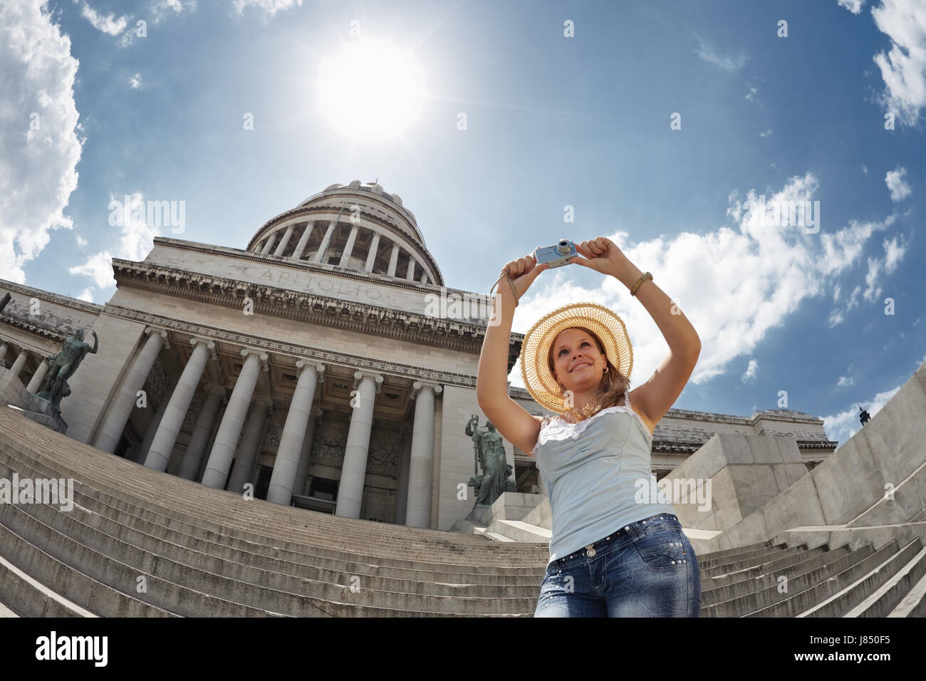 woman travel monument tourist cuba photo picture image copy deduction ...