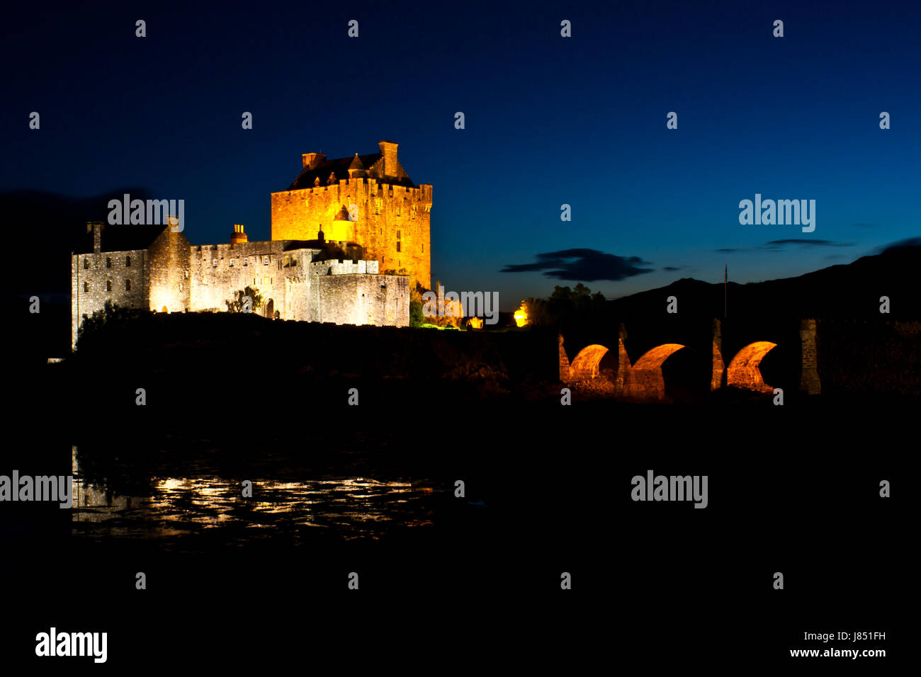 blue stone bridge night nighttime tourism strong fortress scotland ...