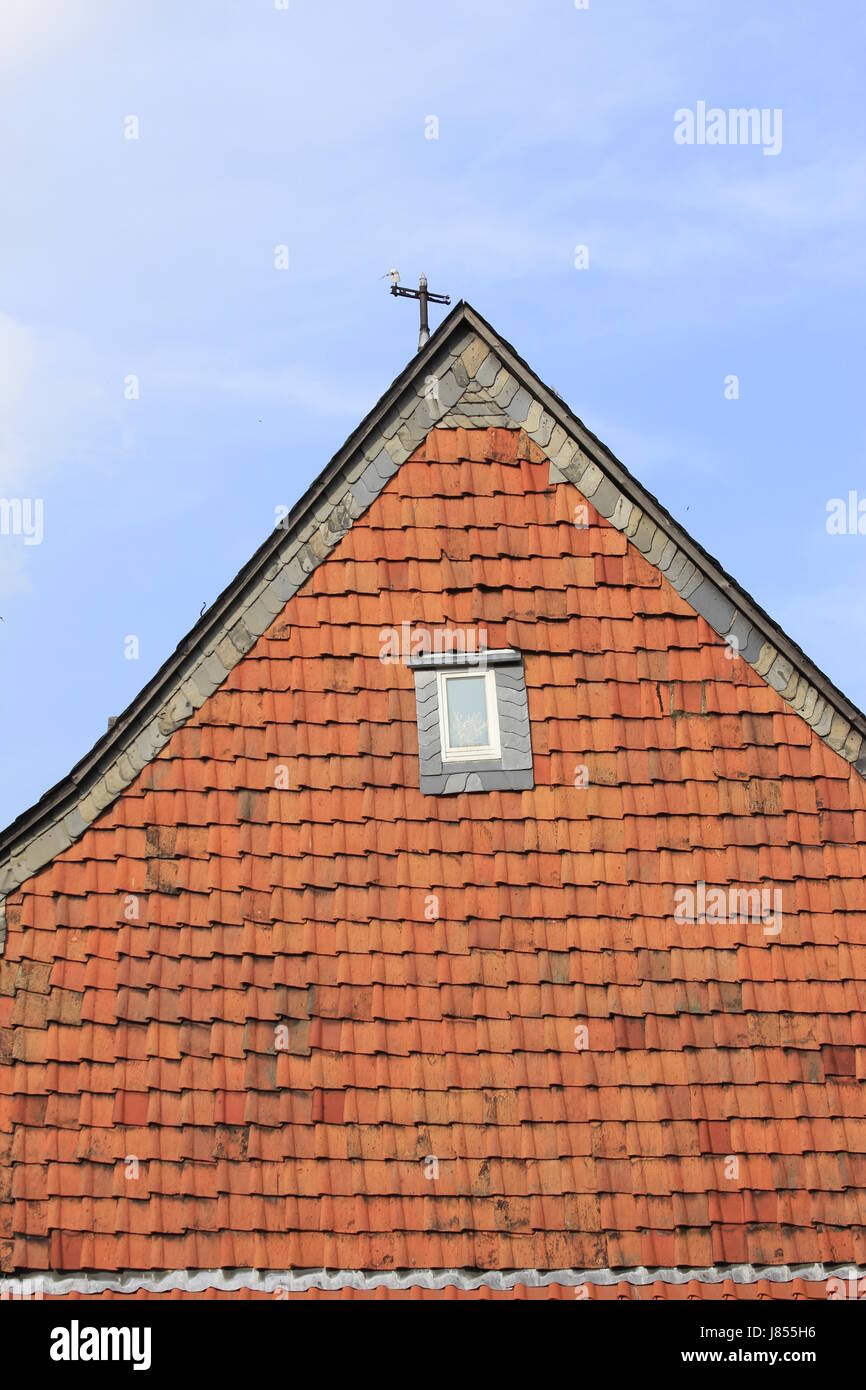 window porthole dormer window pane brick gable tile tiled roof rooftop ...