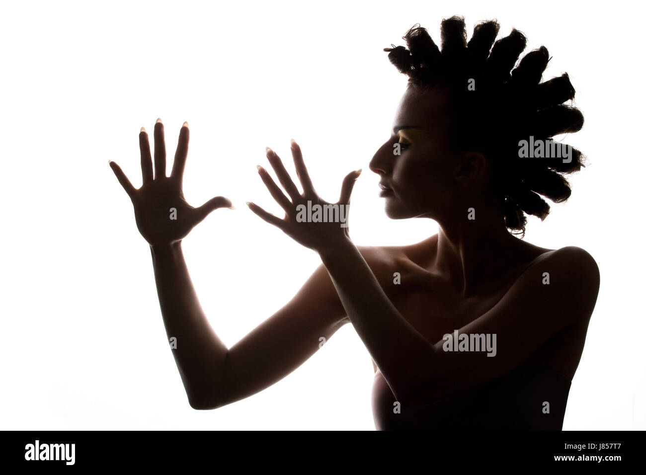 woman hand hands portrait silhouette backlit hair woman hand hands ...