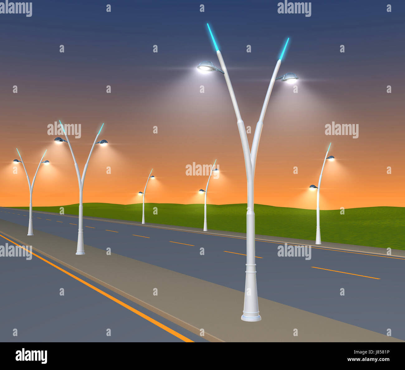 Lamp post night motorway hi-res stock photography and images - Alamy