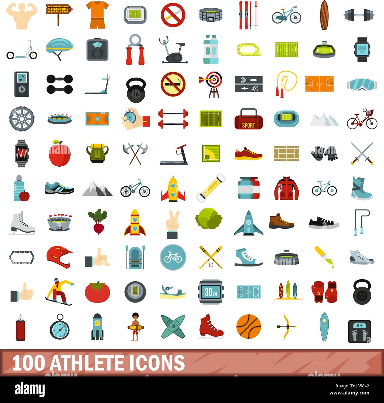 100 athlete icons set, flat style Stock Vector Image & Art - Alamy