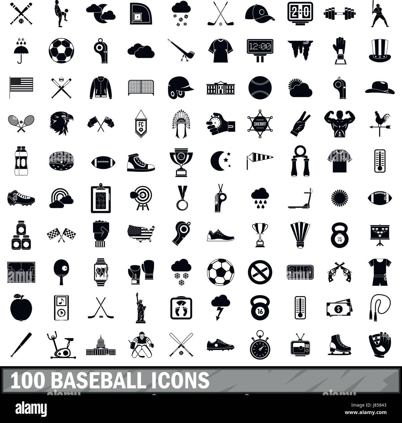 100 baseball icons set, simple style Stock Vector Image & Art - Alamy