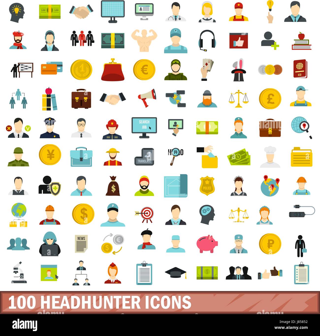 100 headhunter icons set, flat style Stock Vector Image & Art - Alamy