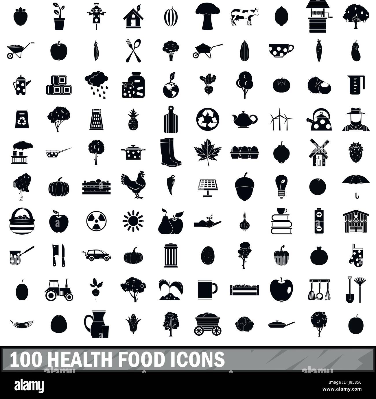 100 health food icons set, simple style Stock Vector Image & Art - Alamy