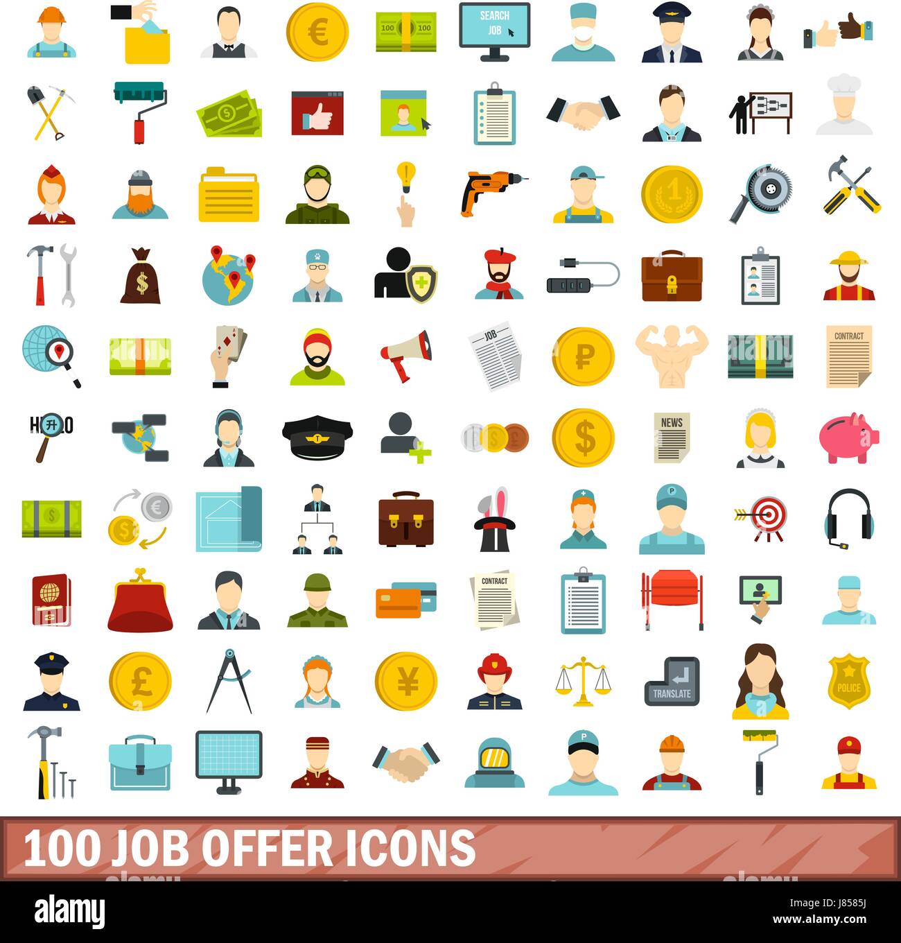 100 job offer icons set, flat style Stock Vector Image & Art - Alamy