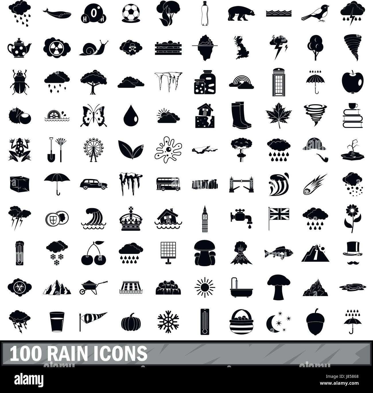 100 rain icons set, simple style Stock Vector Image & Art - Alamy