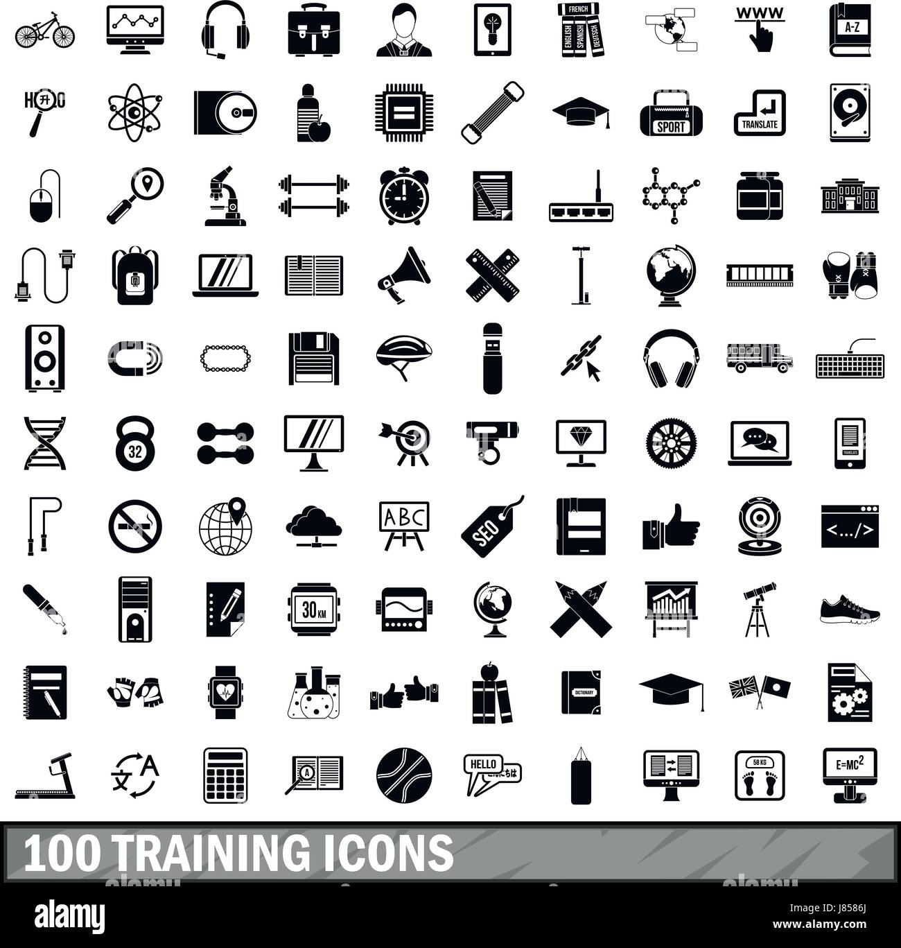 100 training icons set, simple style Stock Vector Image & Art - Alamy