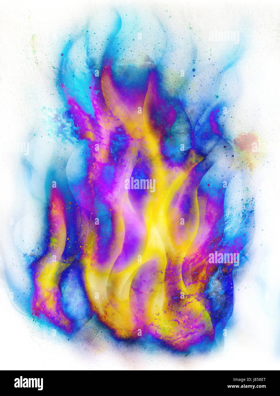 Fire flame in space. Cosmic space and stars, color cosmic abstract ...