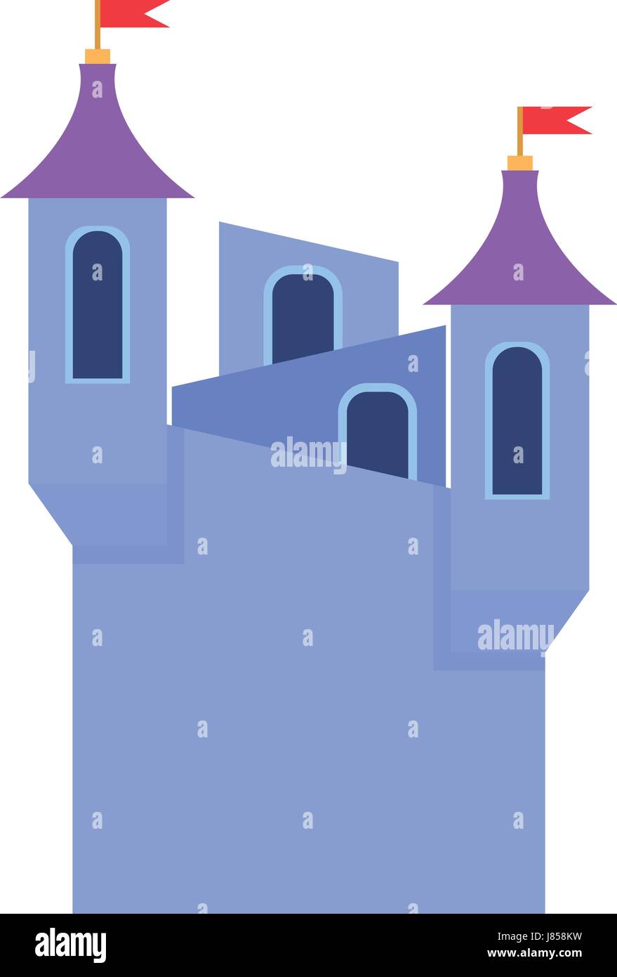 Blue castle towers with flags icon, cartoon style Stock Vector Image ...
