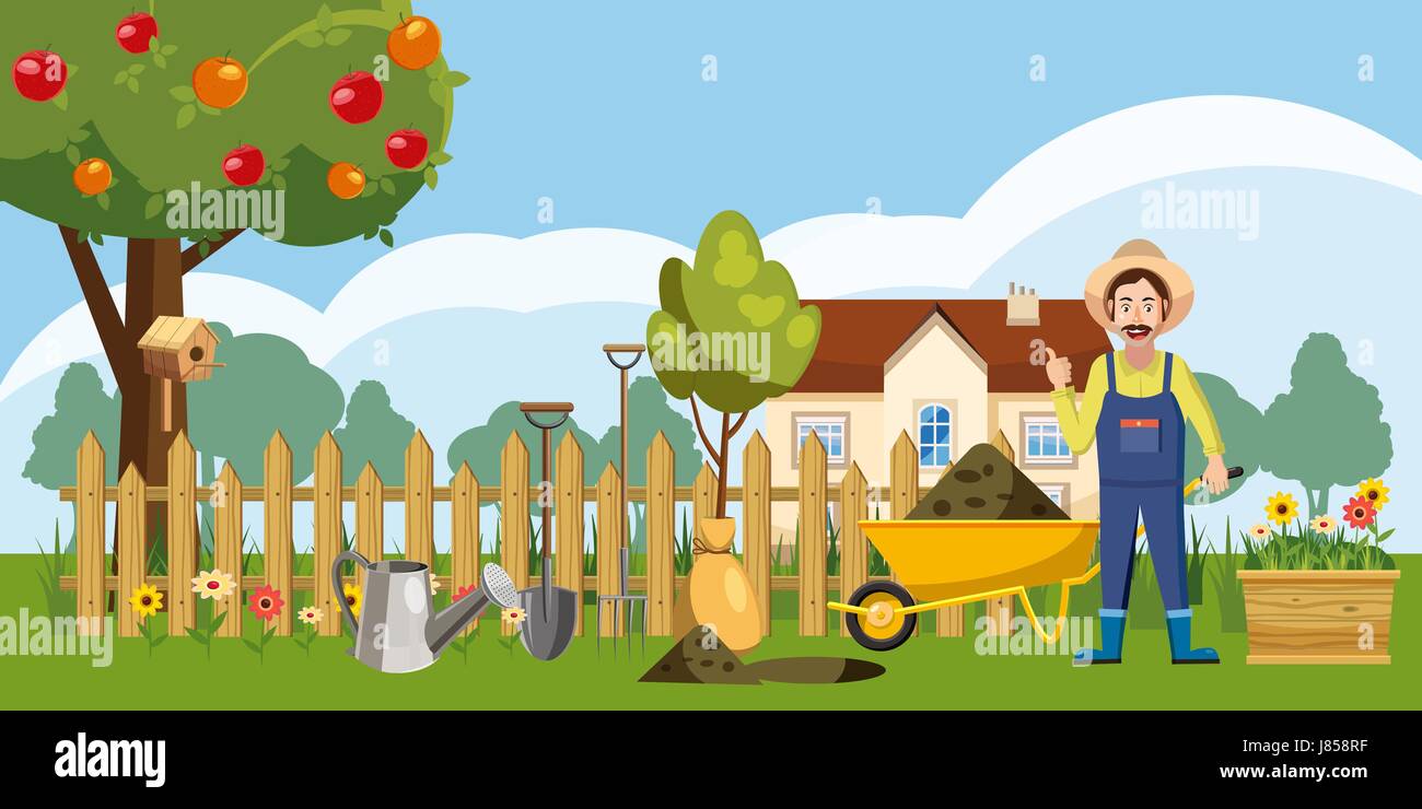 Gardener homestead icons set, cartoon style Stock Vector Image & Art ...