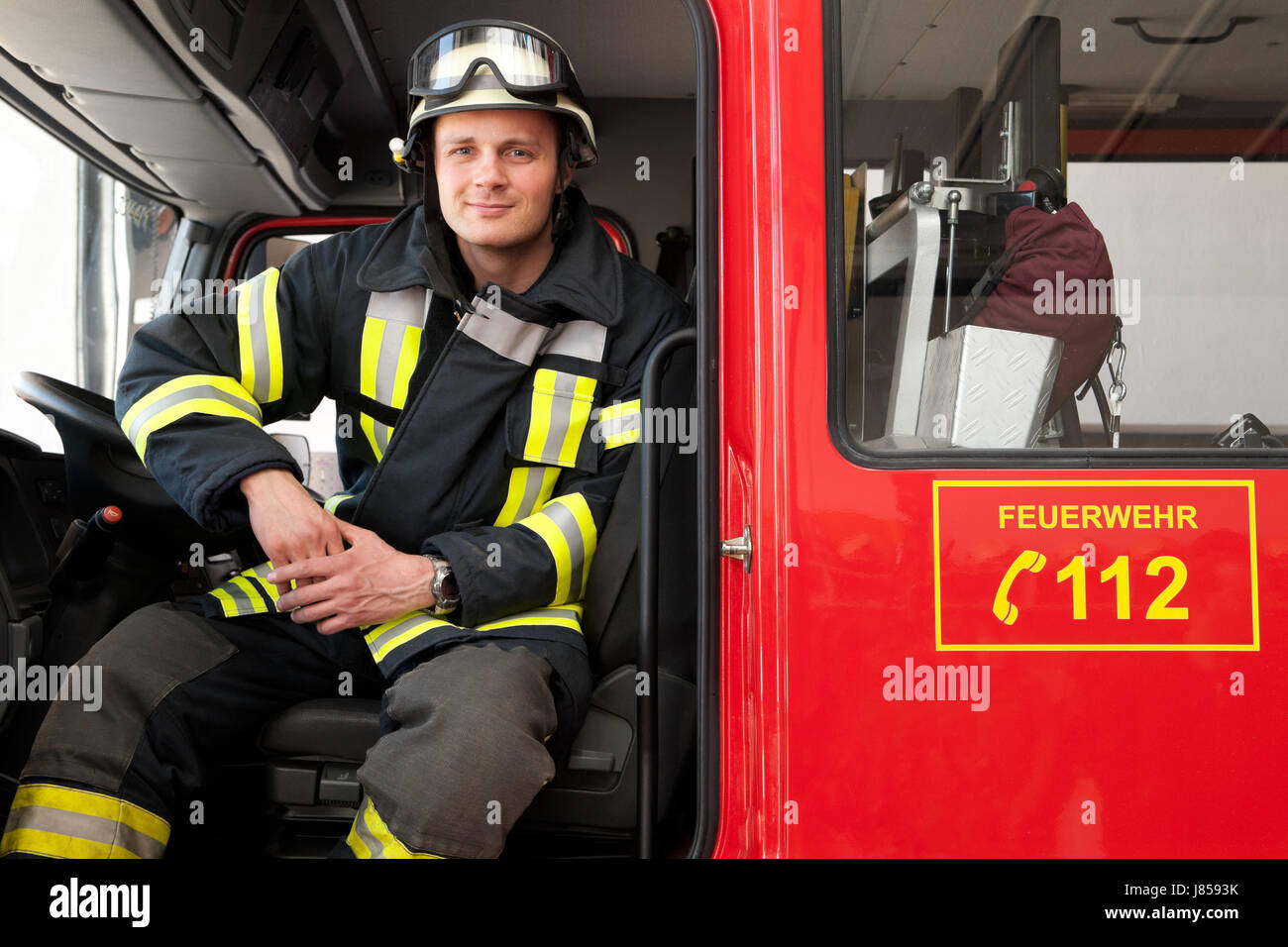 danger fire brigade fireman emergency call fire engine discharge man ...