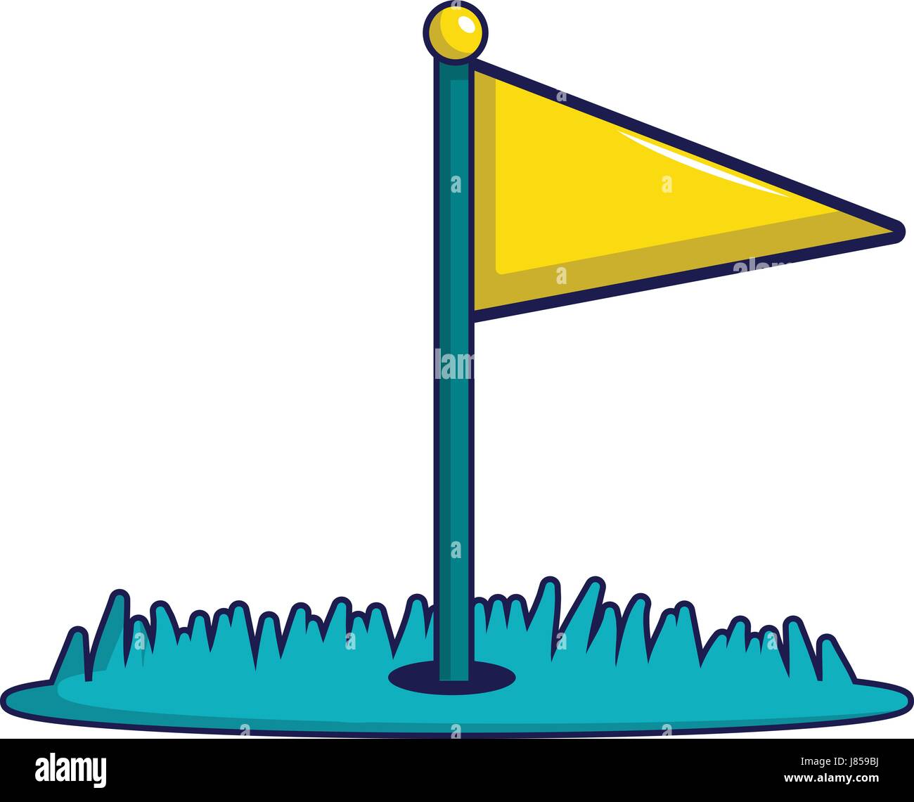 Yellow golf flag icon, cartoon style Stock Vector Image & Art - Alamy