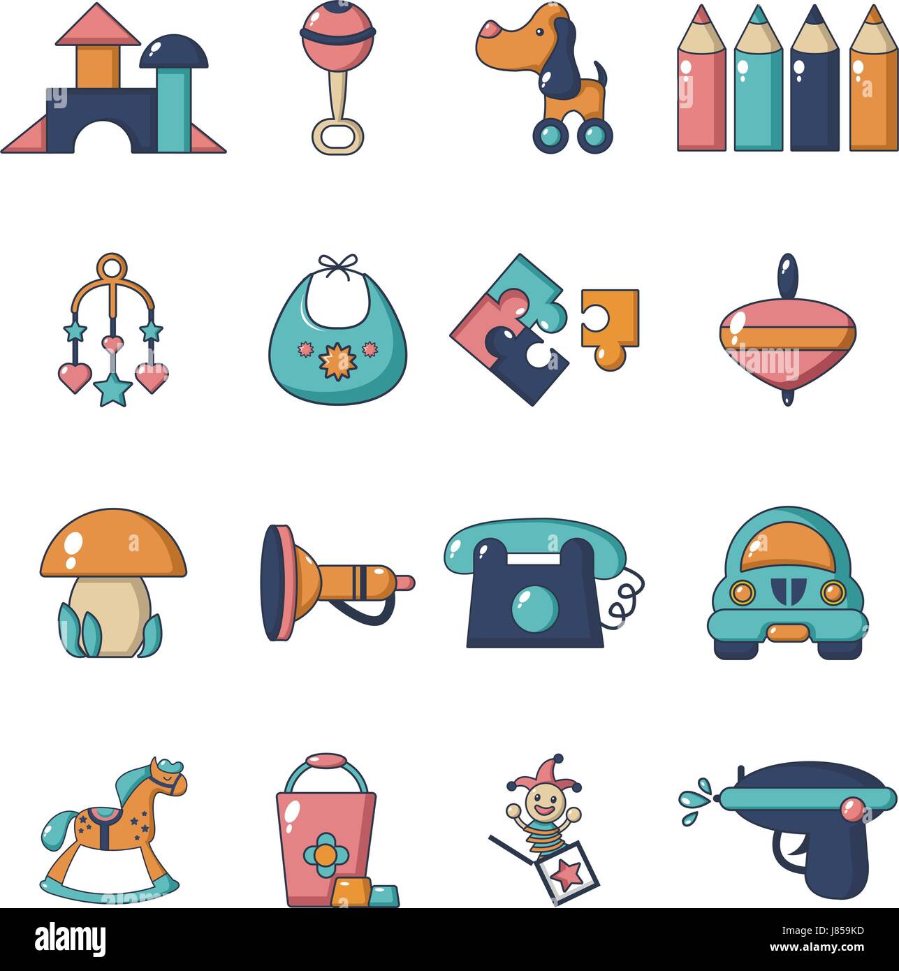 Kindergarten icons set, cartoon style Stock Vector Image & Art - Alamy