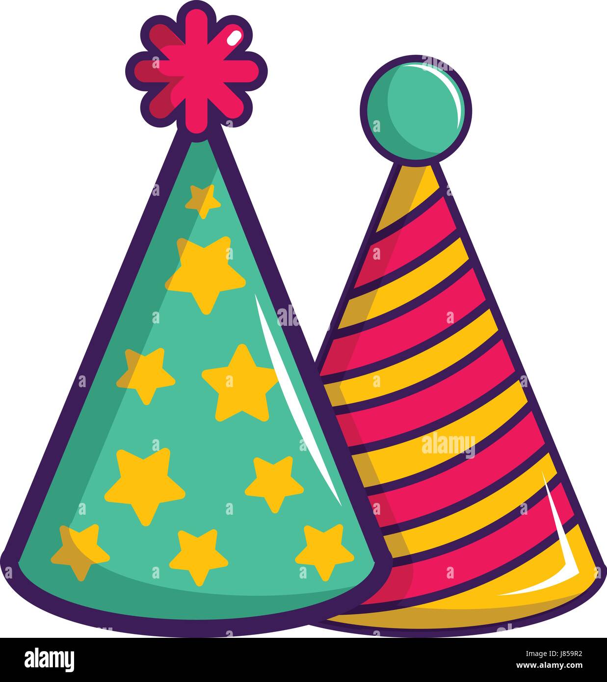 Two colorful party hats icon, cartoon style Stock Vector Image & Art ...