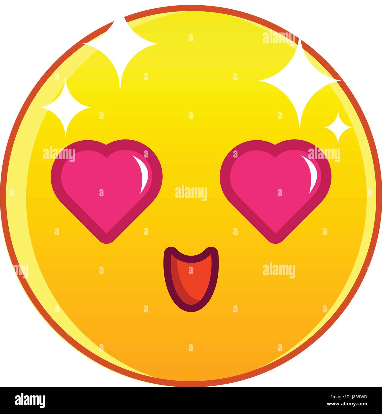 Enamored yellow emoticon icon, cartoon style Stock Vector Image & Art ...